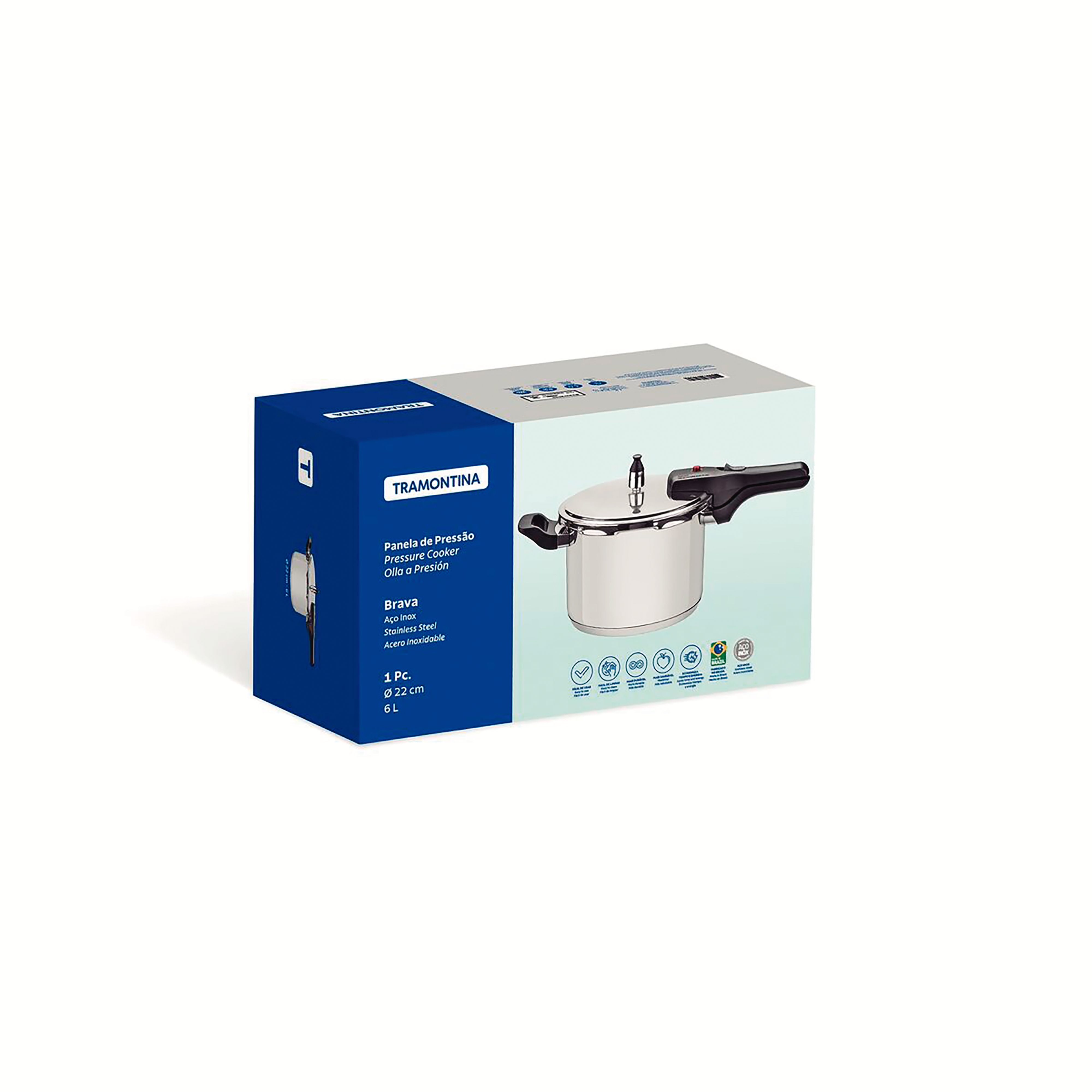Panela de Pressão Tramontina 6 Litros Brava Inox