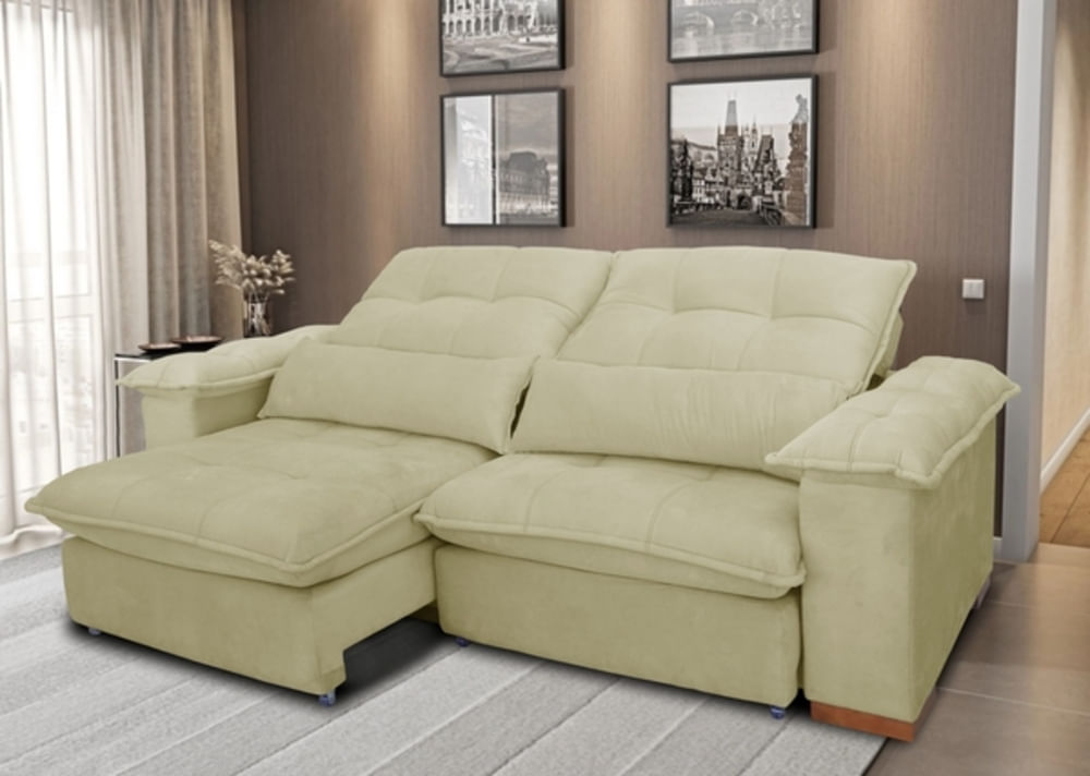 Sofá 4 Lugares JW Estofados Doha New D02 Boucle Bege