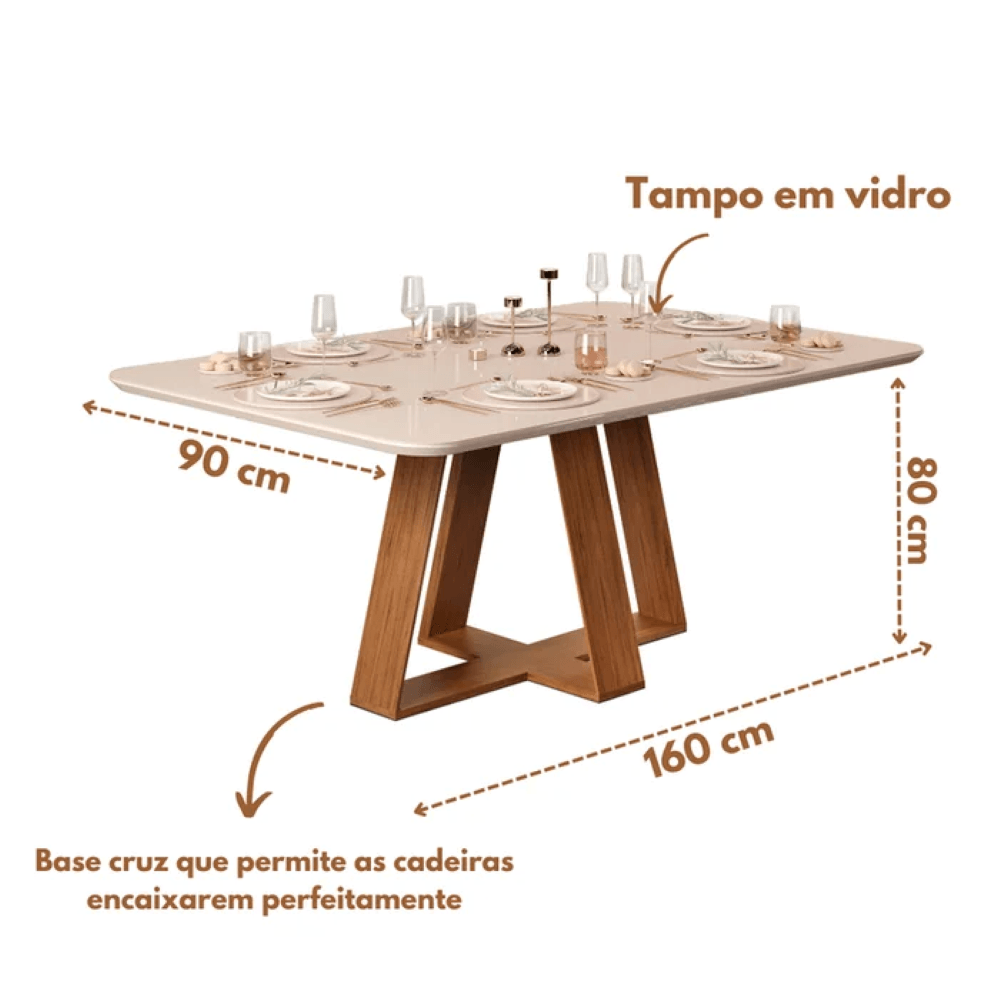 Conjunto Sala DJ Celeste Tampo Chanfrado 1,60x0,90m Com Vidro e 6 ...